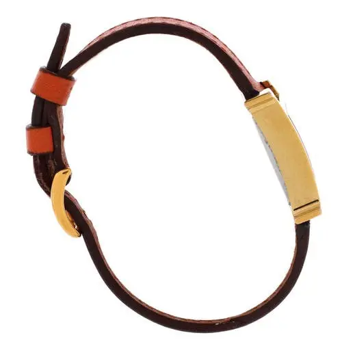 Hermès Heure H Quartz Watch Plated Metal And Leather 21
