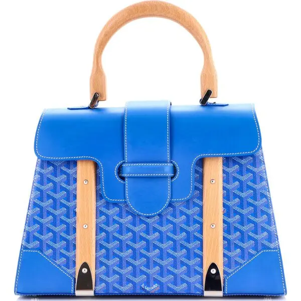 Goyard Saigon Top Handle Bag Coated Canvas With Leather Mm - Blue