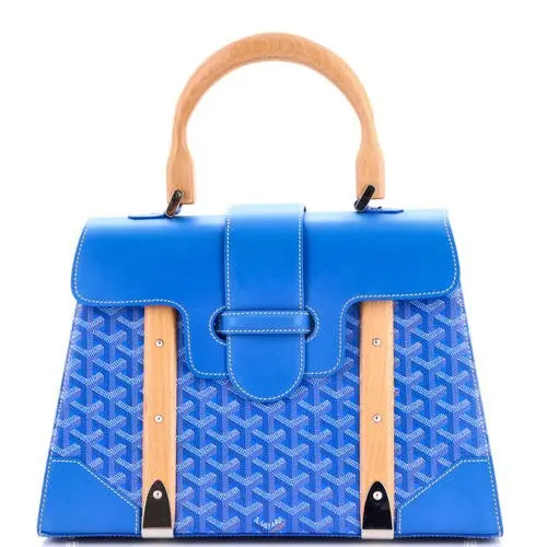 Goyard Saigon Top Handle Bag Coated Canvas With Leather Mm - Blue