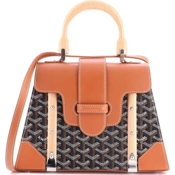 Goyard Saigon Top Handle Bag Coated Canvas With Leather Pm - Brown