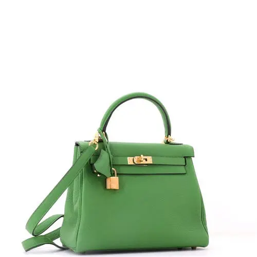 Hermès Kelly Handbag Togo With Gold Hardware 25 - Green
