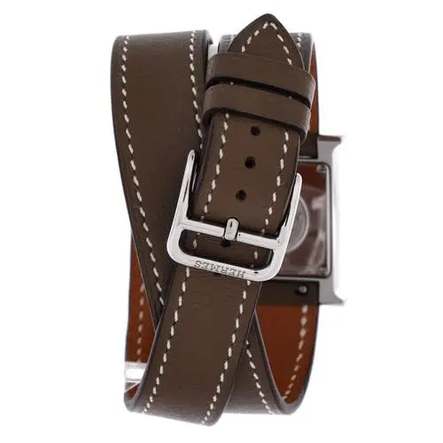 Hermès Heure H Double Tour Quartz Watch Stainless Steel And Leather 21