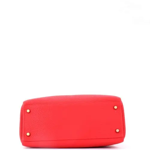 Hermès Kelly Handbag Clemence With Gold Hardware 28 - Red