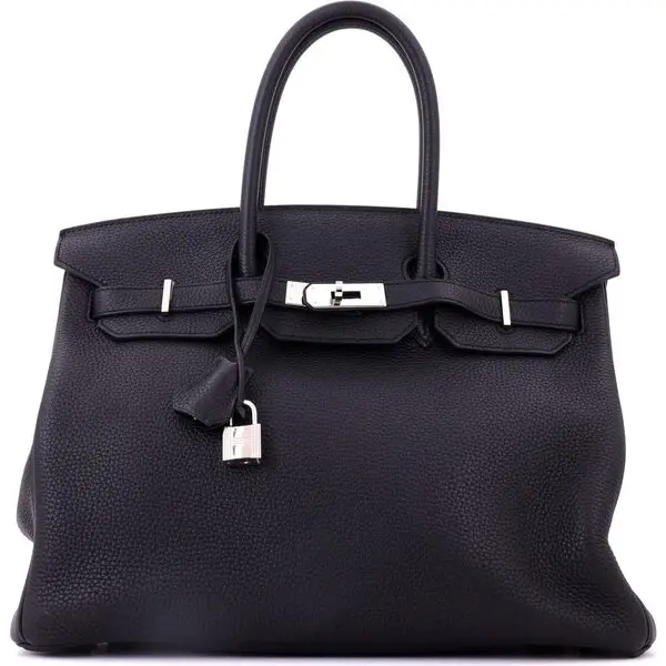 Hermès Birkin Handbag Black Clemence With Palladium Hardware 35 - Noir