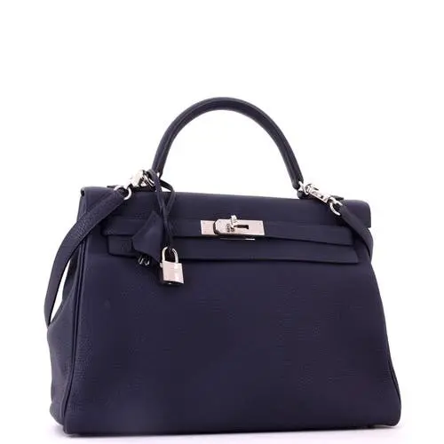 Hermès Kelly Handbag Togo With Palladium Hardware 32 - Blue