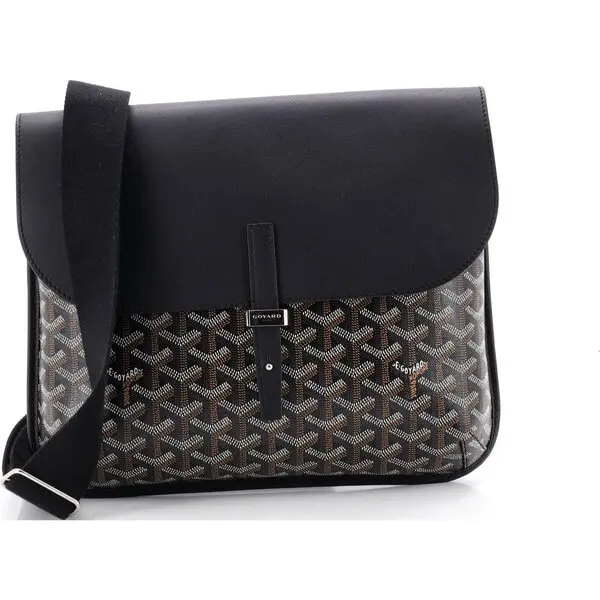 Goyard Coursier Messenger Bag Coated Canvas And Leather - Black