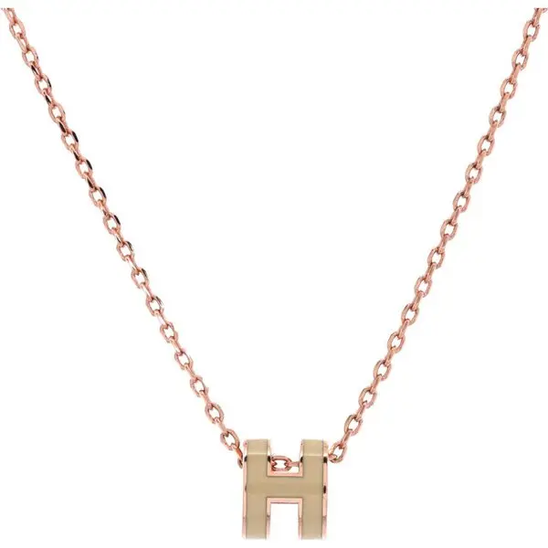 Hermès Pop H Pendant Chain Necklace Metal And Enamel Mini - Neutral