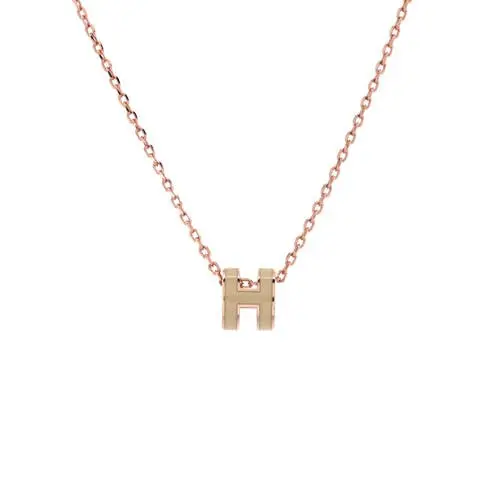 Hermès Pop H Pendant Chain Necklace Metal And Enamel Mini - Neutral