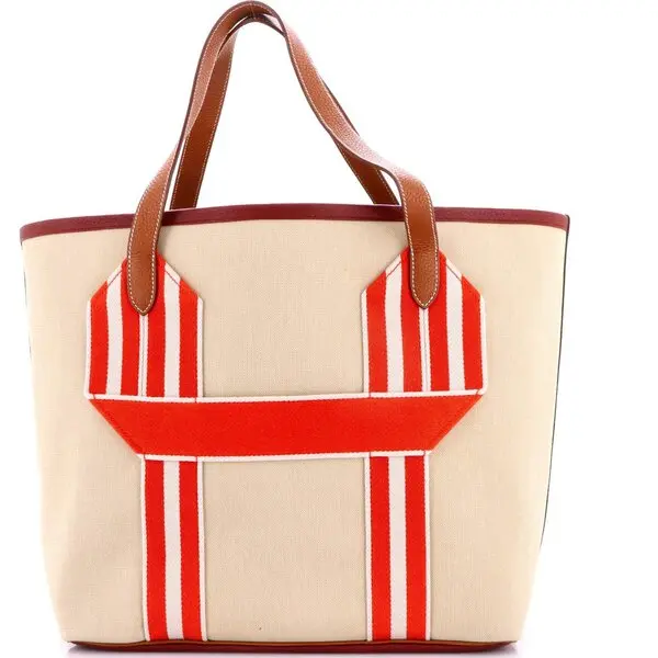 Hermès Pursangle Tote Canvas With Leather