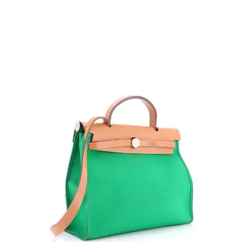 Hermès Herbag Zip Leather And Toile 31 - Green