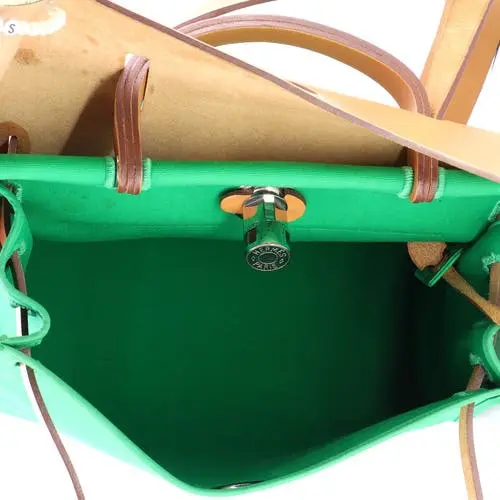 Hermès Herbag Zip Leather And Toile 31 - Green