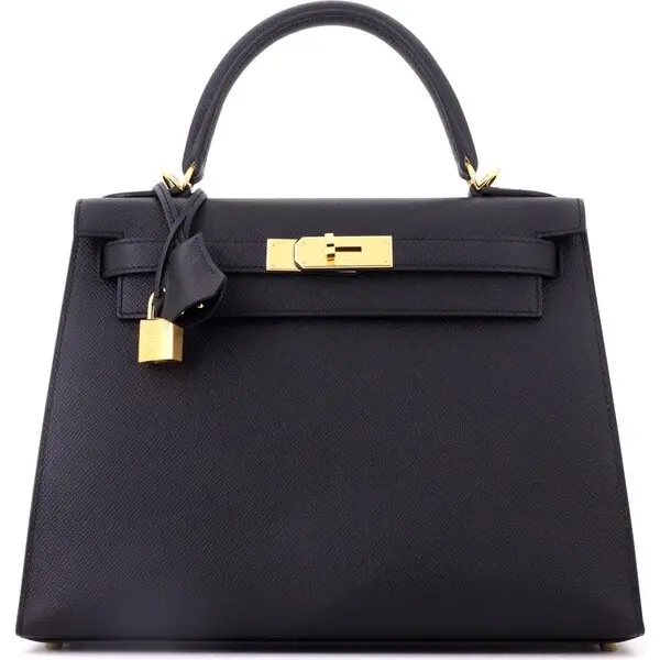 Hermès Kelly Handbag Black Epsom With Gold Hardware 28