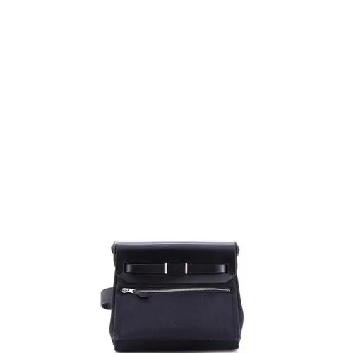 Hermès Herbag Zip Toile And Leather 20 - Black