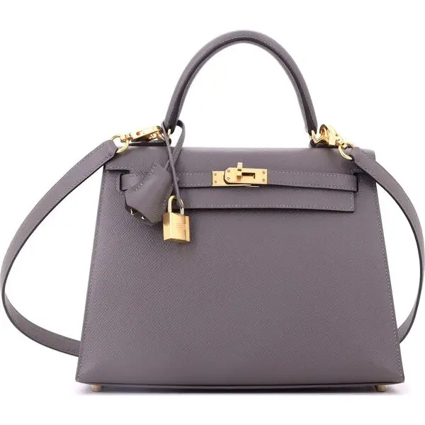 Hermès Kelly Handbag Grey Epsom With Gold Hardware 25 - Gris Meyer