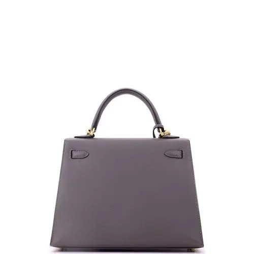 Hermès Kelly Handbag Grey Epsom With Gold Hardware 25