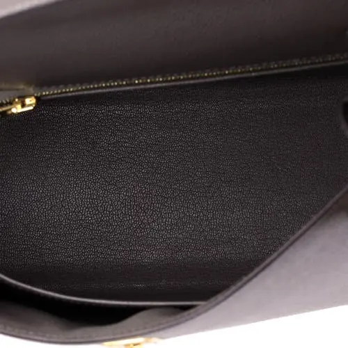 Hermès Kelly Handbag Grey Epsom With Gold Hardware 25