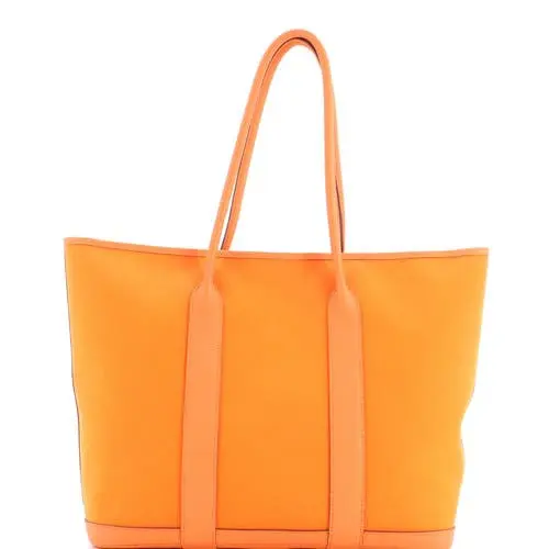 Hermès Garden Party Zip Tote Toile And Leather 36 - Orange