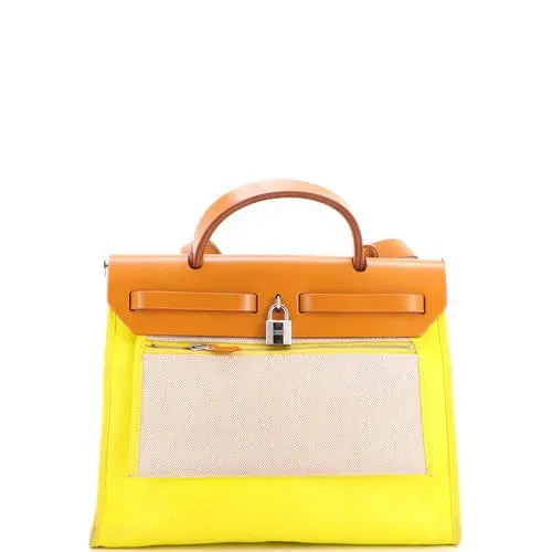 Hermès Herbag Zip Berline Vache Canvas And Leather 31 - Yellow