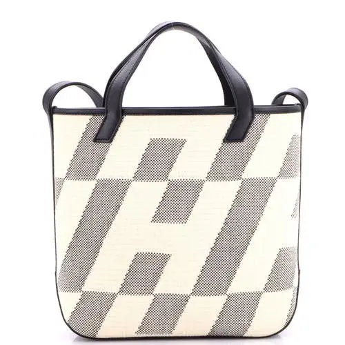 Hermès Cabas H En Biais Tote Canvas With Leather 27 - Black