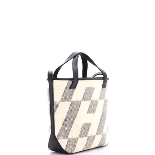 Hermès Cabas H En Biais Tote Canvas With Leather 27 - Black