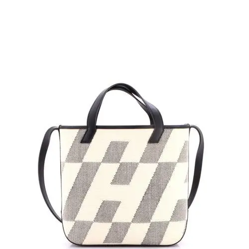 Hermès Cabas H En Biais Tote Canvas With Leather 27 - Black