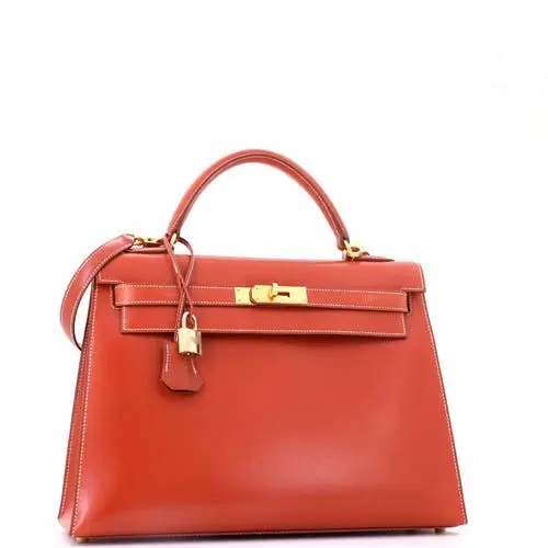 Hermès Kelly Handbag Orange Box Calf With Gold Hardware 32