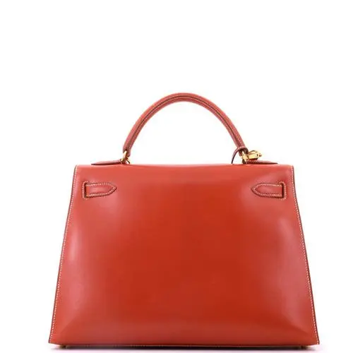 Hermès Kelly Handbag Orange Box Calf With Gold Hardware 32