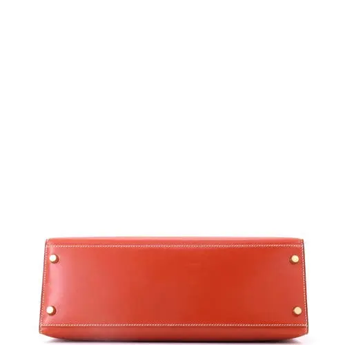 Hermès Kelly Handbag Orange Box Calf With Gold Hardware 32