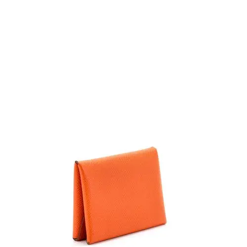 Hermès Calvi Duo Card Holder Epsom - Orange