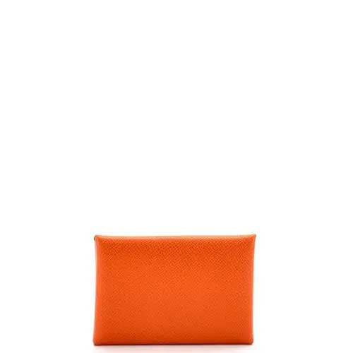 Hermès Calvi Duo Card Holder Epsom - Orange