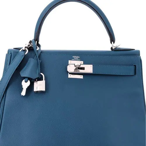 Hermès Kelly Handbag Epsom With Palladium Hardware 28 - Blue