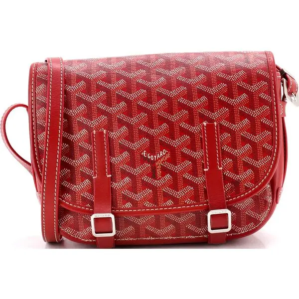 Goyard Belvedere Messenger Bag Coated Canvas With Leather Pm - Red