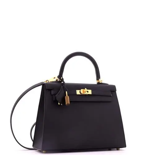 Hermès Kelly Handbag Black Epsom With Gold Hardware 25
