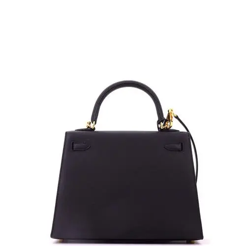 Hermès Kelly Handbag Black Epsom With Gold Hardware 25