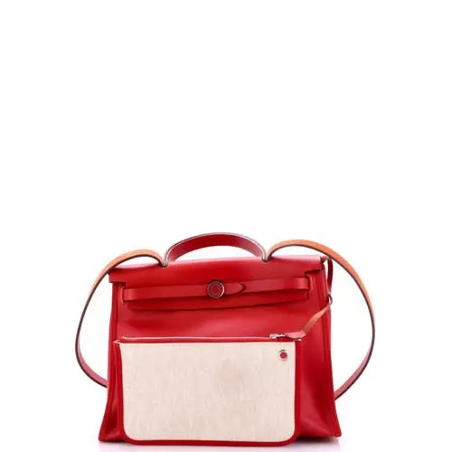 Hermès Herbag Zip Berline Vache Canvas And Leather 31 - Red