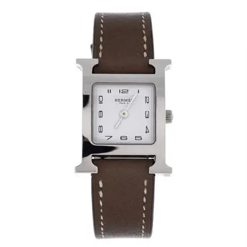 Hermès Heure H Quartz Watch Stainless Steel And Leather 21 - Gray