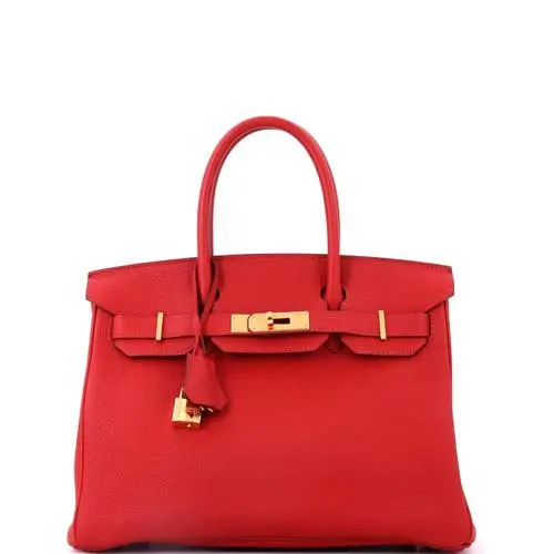 Hermès Birkin Handbag Togo With Gold Hardware 30 - Red