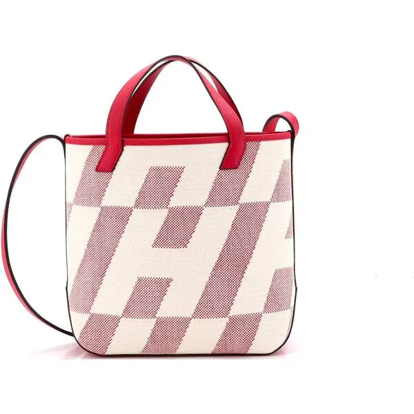 Hermès Cabas H En Biais Tote Canvas With Leather 27 - Pink