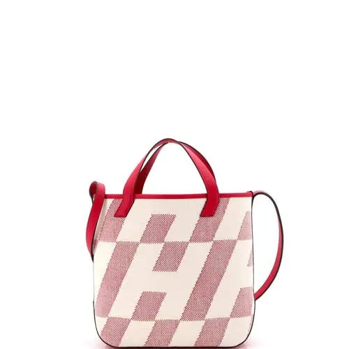 Hermès Cabas H En Biais Tote Canvas With Leather 27 - Pink