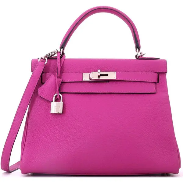 Hermès Kelly Handbag Togo With Palladium Hardware 28