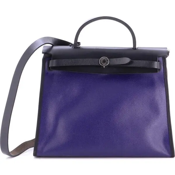 Hermès Herbag Zip Berline Vache Canvas And Leather 31 - Blue