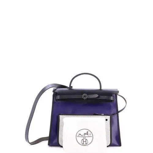 Hermès Herbag Zip Berline Vache Canvas And Leather 31 - Blue