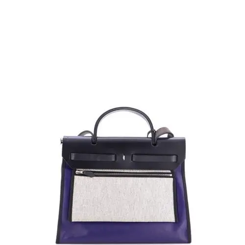 Hermès Herbag Zip Berline Vache Canvas And Leather 31 - Blue