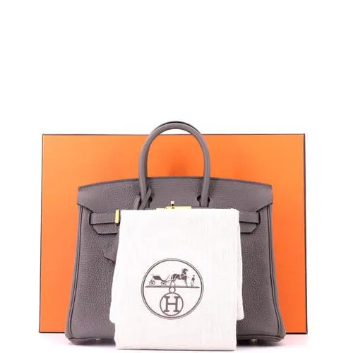 Hermès Birkin Handbag Grey Togo With Gold Hardware 25