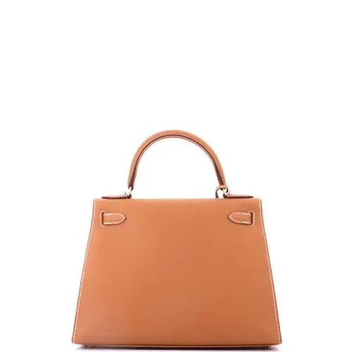 Hermès Kelly Handbag Brown Epsom With Palladium Hardware 28 - Gold