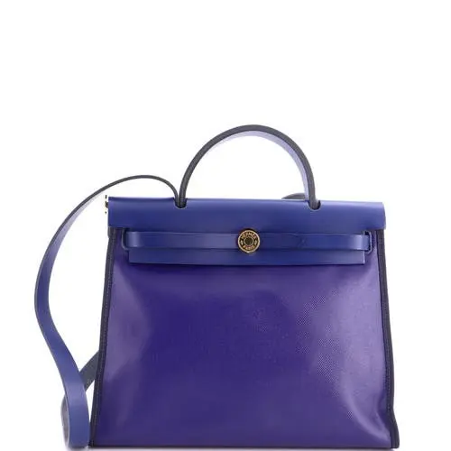 Hermès Herbag Zip Berline Vache Canvas And Leather 31 - Blue