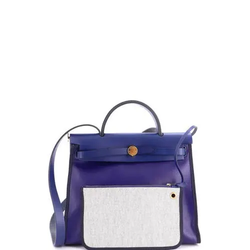 Hermès Herbag Zip Berline Vache Canvas And Leather 31 - Blue