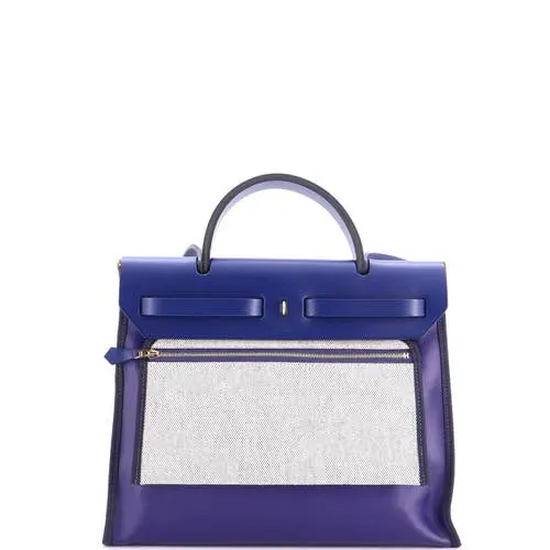 Hermès Herbag Zip Berline Vache Canvas And Leather 31 - Blue