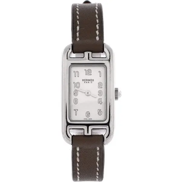 Hermès Nantucket Quartz Watch Stainless Steel And Leather 17 - Gray