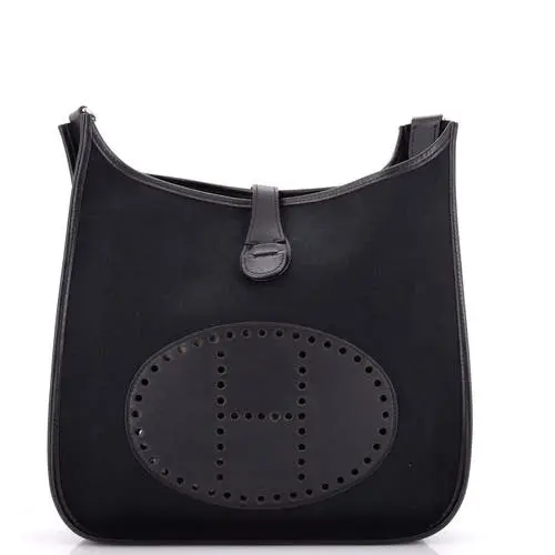 Hermès Evelyne Bag Gen I Toile And Leather Gm - Black